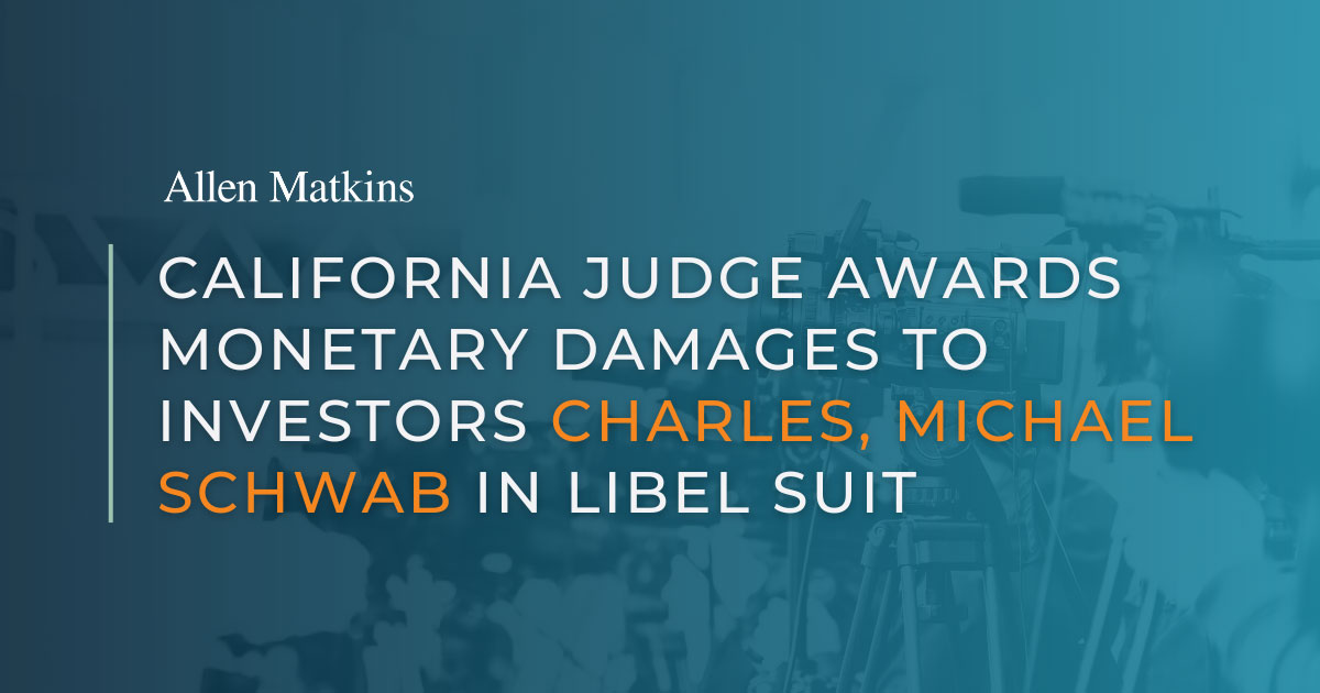 California Judge Awards Monetary Damages to Investors Charles, Michael Schwab in Libel Suit ...